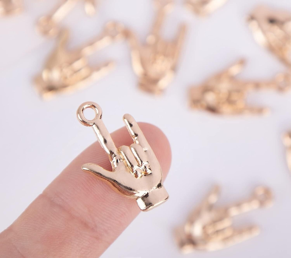 BULK Sign Language Charms Pendants Light Gold ASL Hand Charms 50pcs | eBay