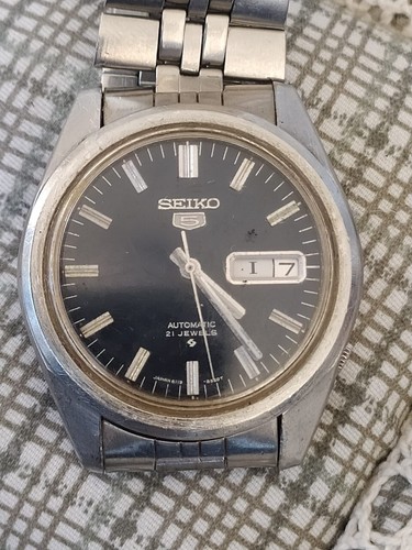 VINTAGE SEIKO 6119 - 8083 AUTOMATIC men's Wristwatch day/date Black ...
