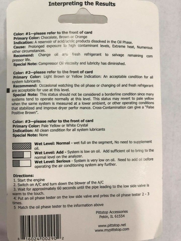 Enviro-Safe Pittstop R134a Oil Checker Analyzer Tester 10 pack #5030 ...