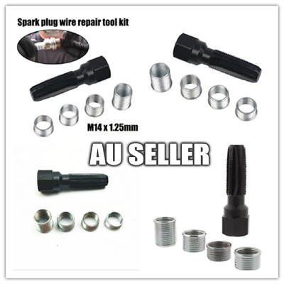 14MM Spark Plug Repair Kit & 4 Inserts Helicoil Thread Reamer Tap ...
