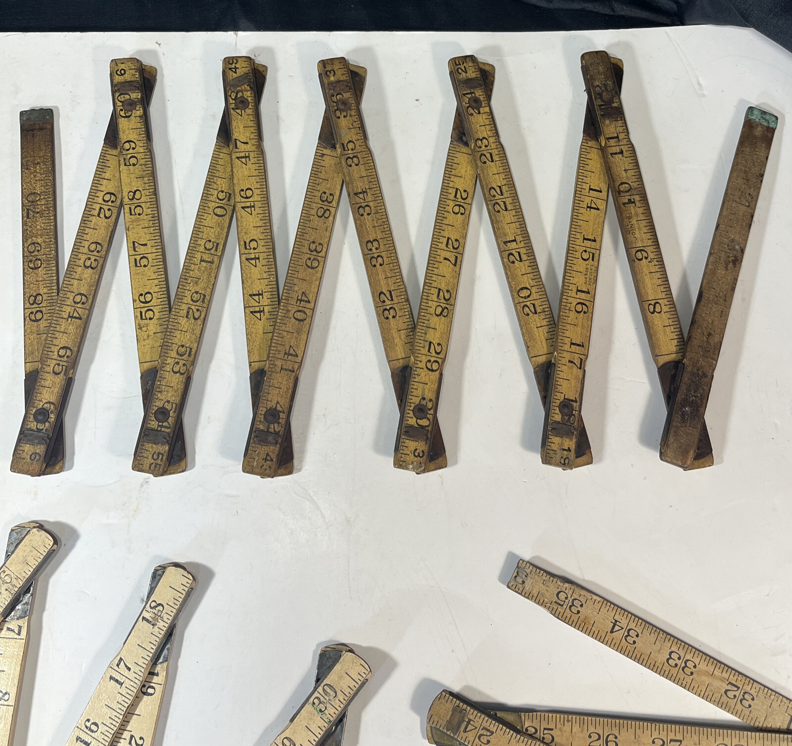 5 Vintage Wood Folding Extension Rulers-Lufkin Red End-Rigid No.620-61 ...