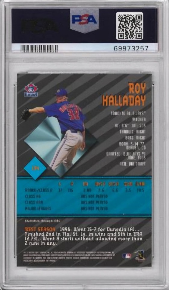 ROY HALLADAY PSA 9 Mint 1997 Bowman's Best #134 Rookie Card Blue Jays ...