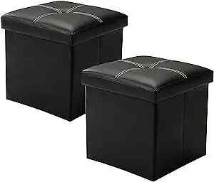 Faux Leather Small Square Foot Rest Stools,Foot Stool with Storage ...