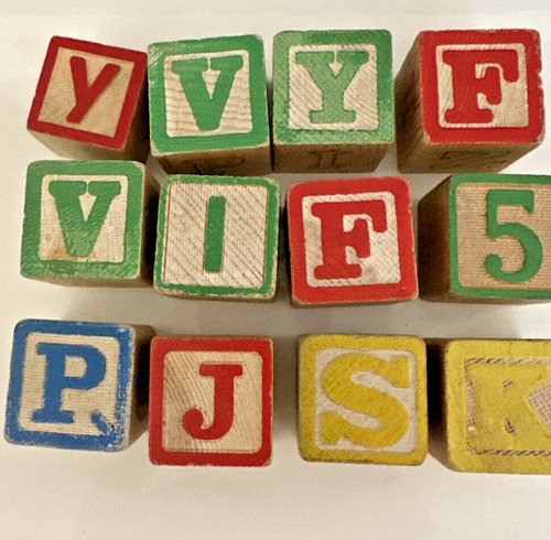 Vintage Lot of 12 Alphabet Number Wooden Wood Blocks ABC 123 | eBay UK