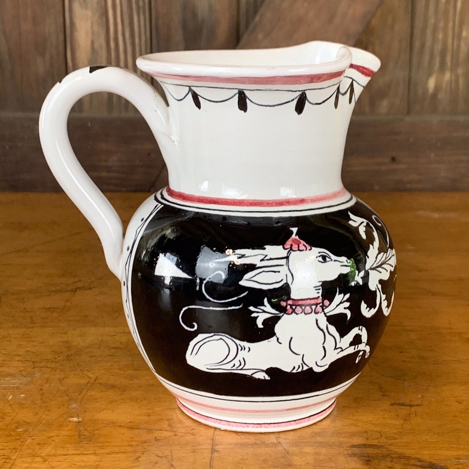 Vintage Italian Siena Deruta Art Pottery Resting Deer/Stag Pitcher Wine ...