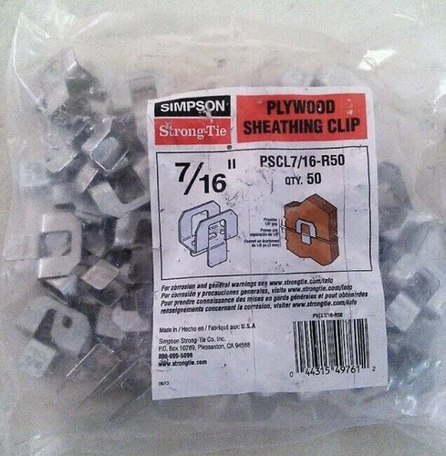 7/16 Plywood Sheathing Clip Simpson Strong-Tie PSCL7/16-R50 50 CT | eBay