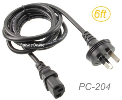 6ft Australia Type IEC 60320 to C13 Computer/ Peripheral Power Cord ...