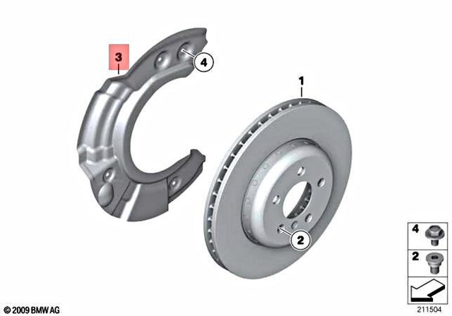 BMW 5 F10 Front Right Brake Disc Protection Plate 34116775266 OEM for ...