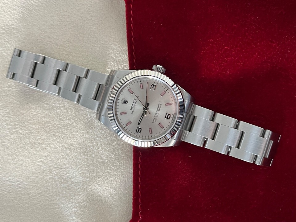ROLEX 177234 Oyster Perpetual 31mm Midsize 18k White Gold bezel | eBay