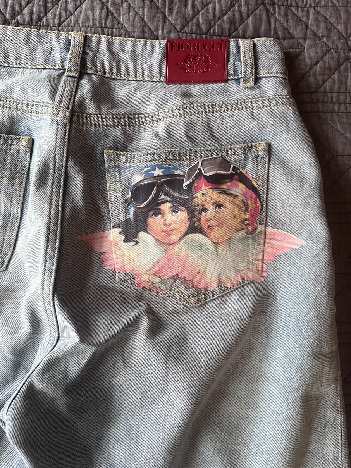 Fiorucci Angel Logo Jeans Pale Blue Denim Waist 30” B… - Gem