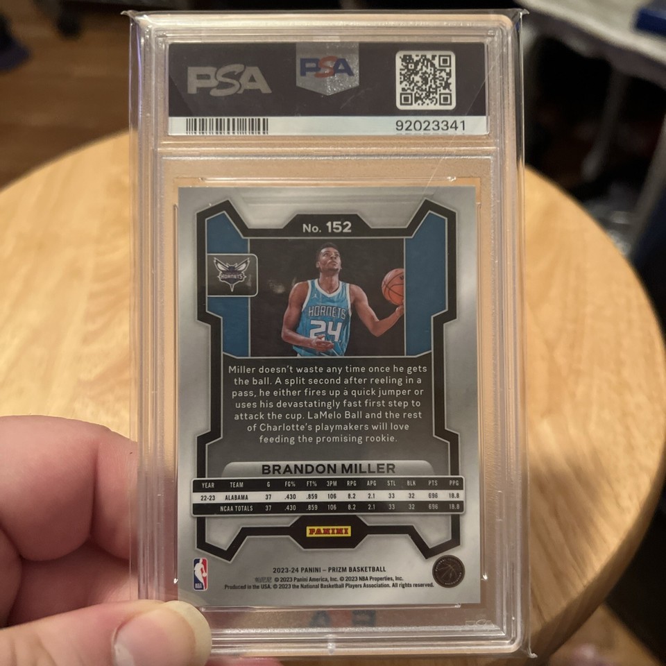 2023-24 Panini Prizm Brandon Miller Rookie Card #152 Hornets RC PSA 10 ...