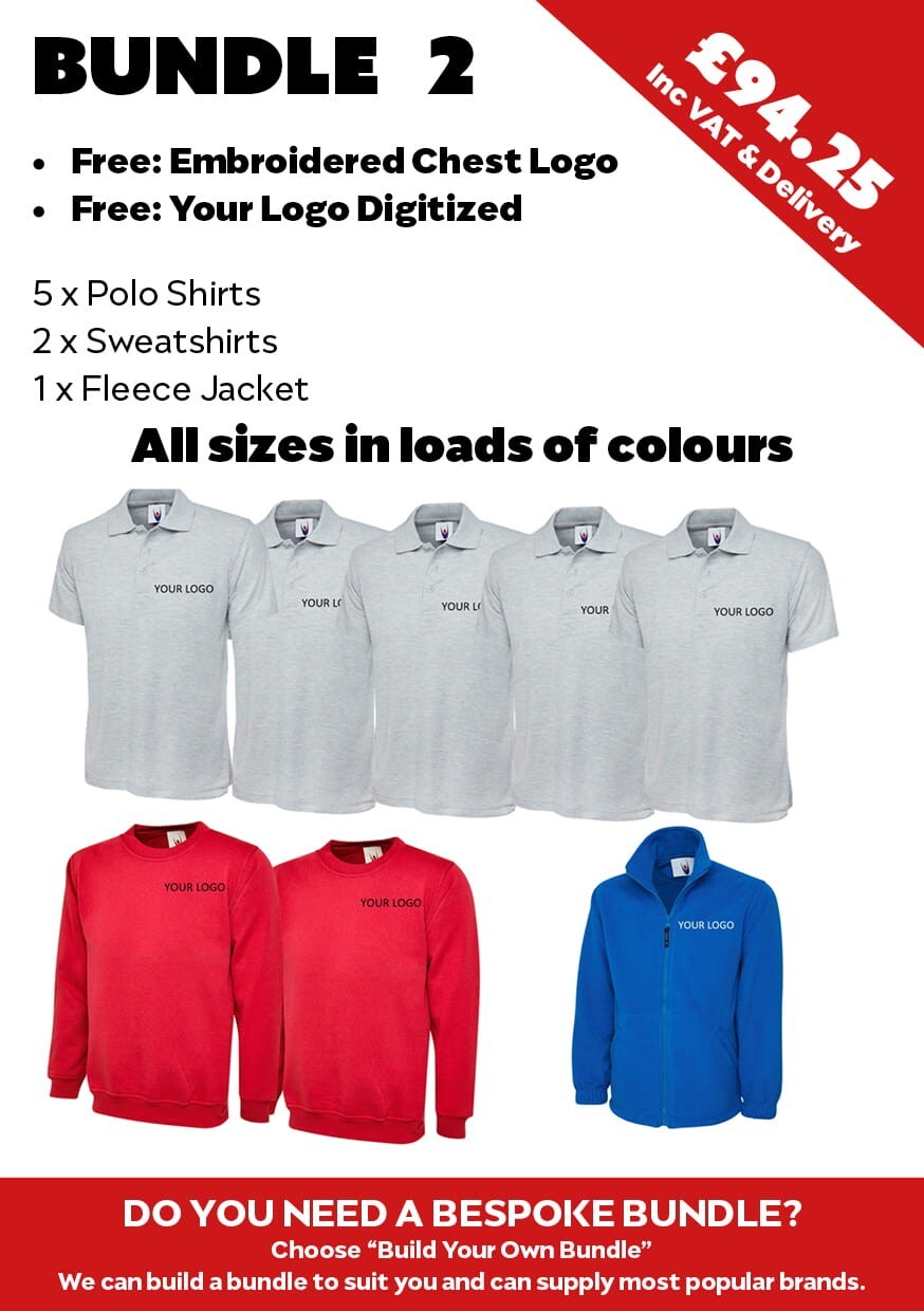 EMBROIDERED LOGO WORKWEAR PACKAGE MANPACK 2 INCLUDES DELIVERY & SET-UP ...