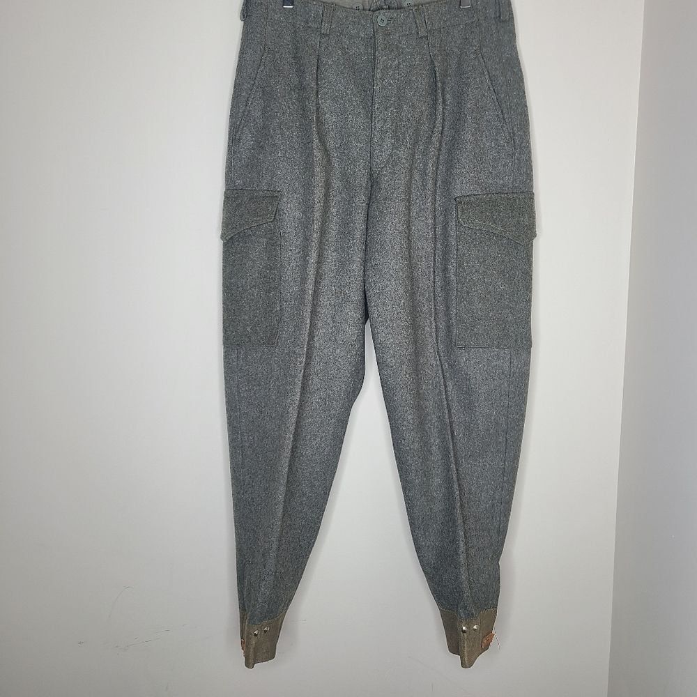 Vintage Men's Swedish Military Cargo Heavy Wool Pants… - Gem