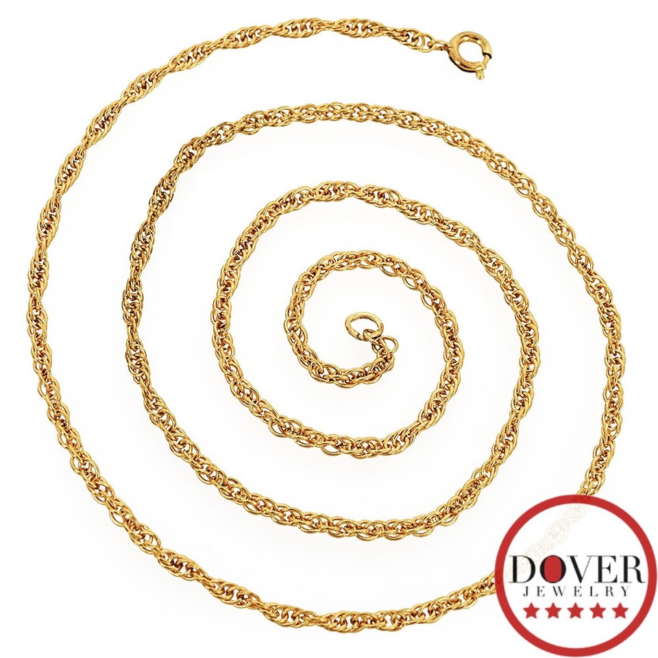Estate 12K Yellow Gold 20" Rope Chain Necklace 4.9 Grams NR | eBay