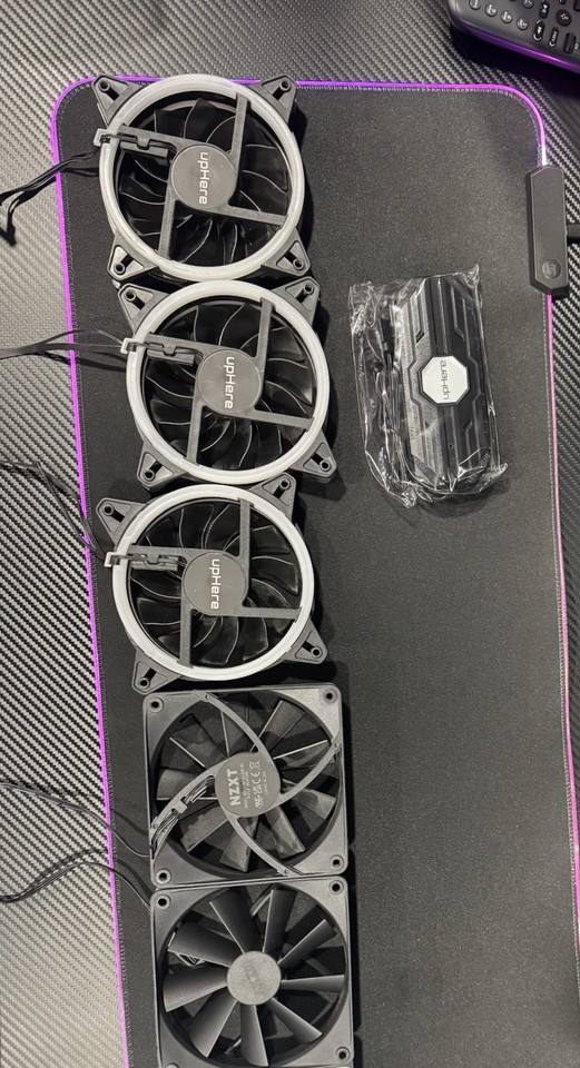3 UpHere RGB fans With Remote, And 2 Black NZXT fans. | eBay