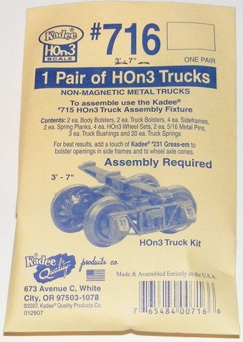 Kadee HOn3 scale ~ # 716 Arch Bar Type Metal Trucks Kit - (3'7" wheel ...