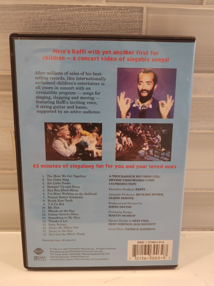 A Young Children's Concert with Raffi DVD Singable Songs 18 Classic ...