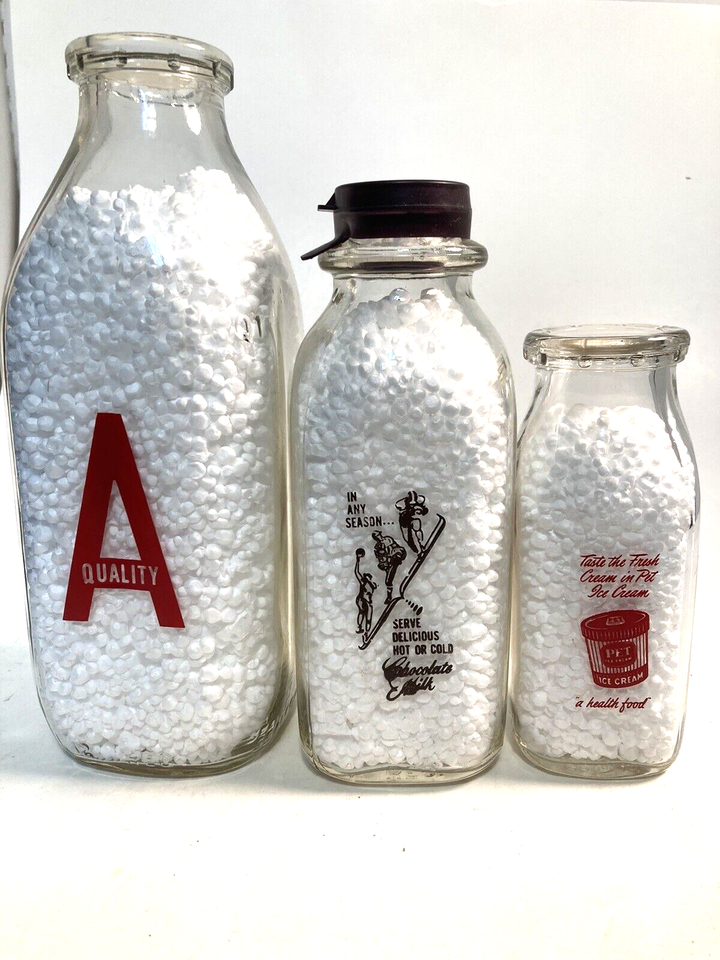 Cloverland Dairy, Mid Valley Dairy, Evans Dairy, Milk Bottles, cow ...