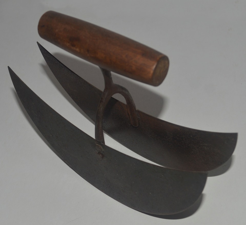 KITCHEN FOOD CHOPPER Double Bladed w Wood Handle Vintage Rare! | eBay