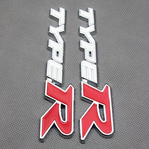 2Pcs Metal White & Red Type-R Badge Car Sport Emblem SI Rear Trunk ...