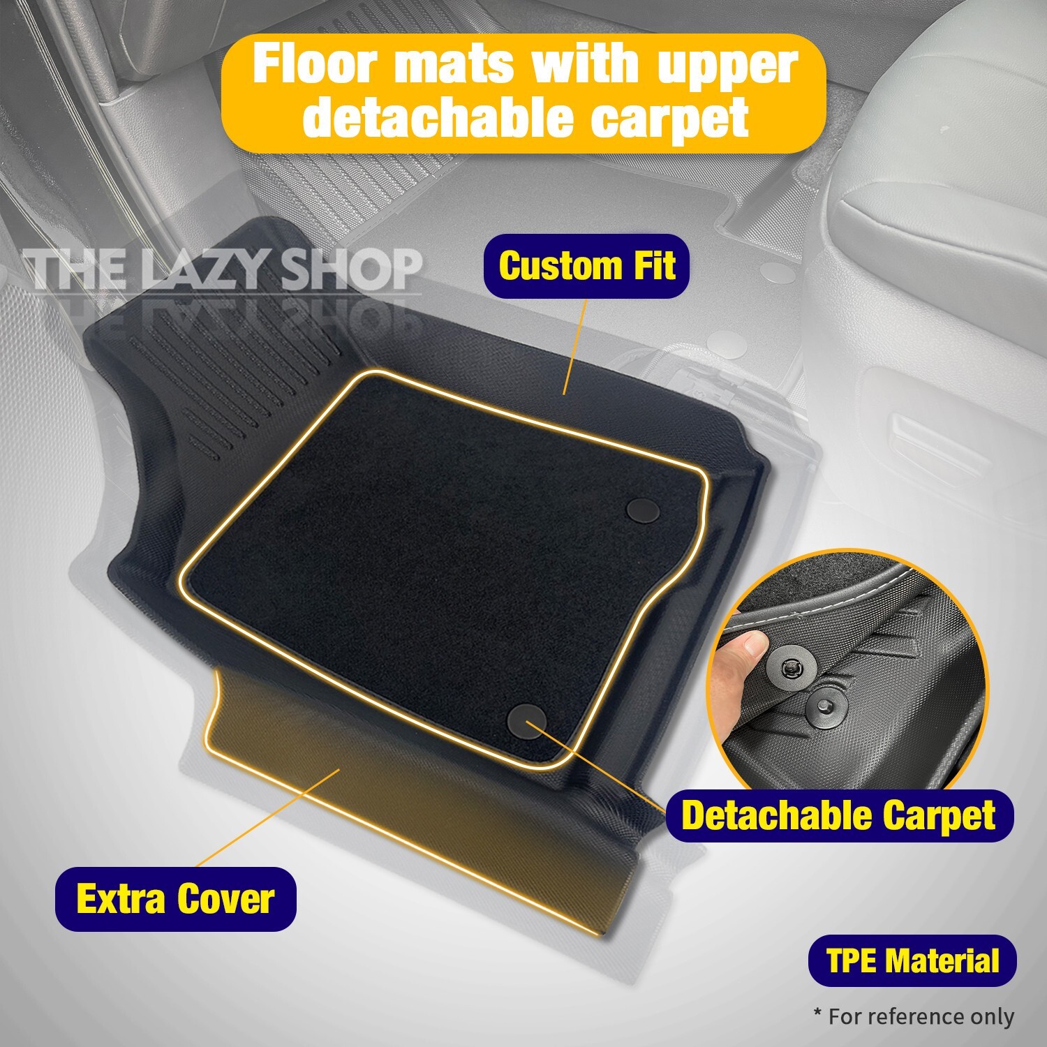 TLS Upper Detachable Carpet Floor Mats & Cargo Mat for Pajero Sport ...