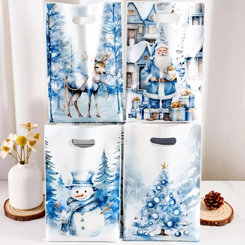 Christmas Party Gift Bag Blue Candy Xmas Santa Sack Sweet Treat Goody ...