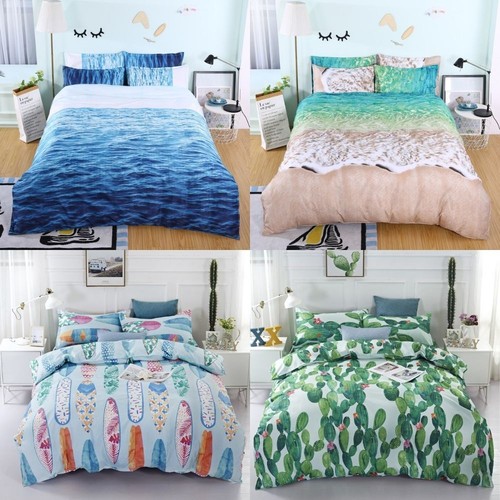 Blue Sea Beach Doona/Duvet/Quilt Cover Set Single/Double/Queen/King ...