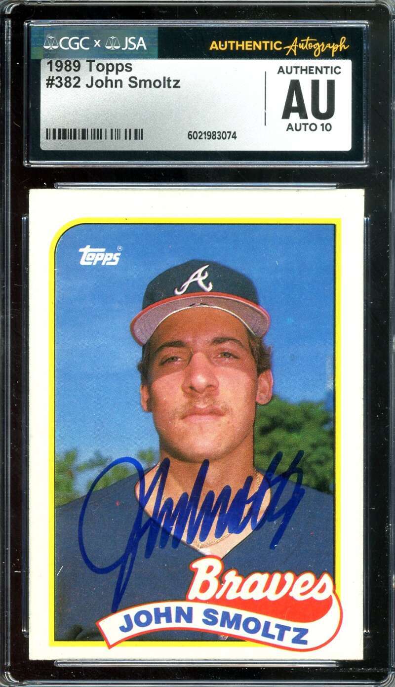 John Smoltz Gem Mint 10 JSA CGC Coa Signed 1989 Topps Rookie Autograph ...