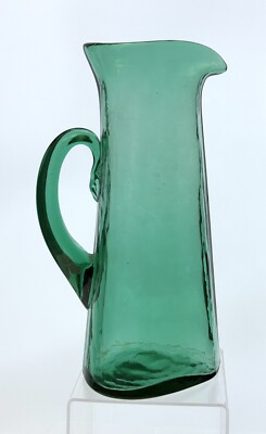 Blenko Handmade Glass 6120 Pitcher in Sea Green Wayne Husted Etched ...