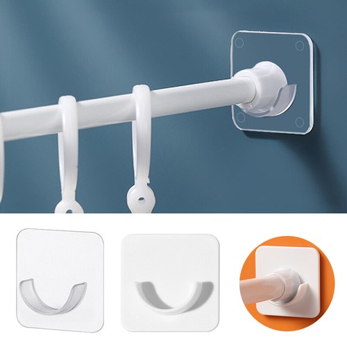 2X Strong Curtain Rod Bracket Holders Hooks Self-adhesive Clothes Rail ...