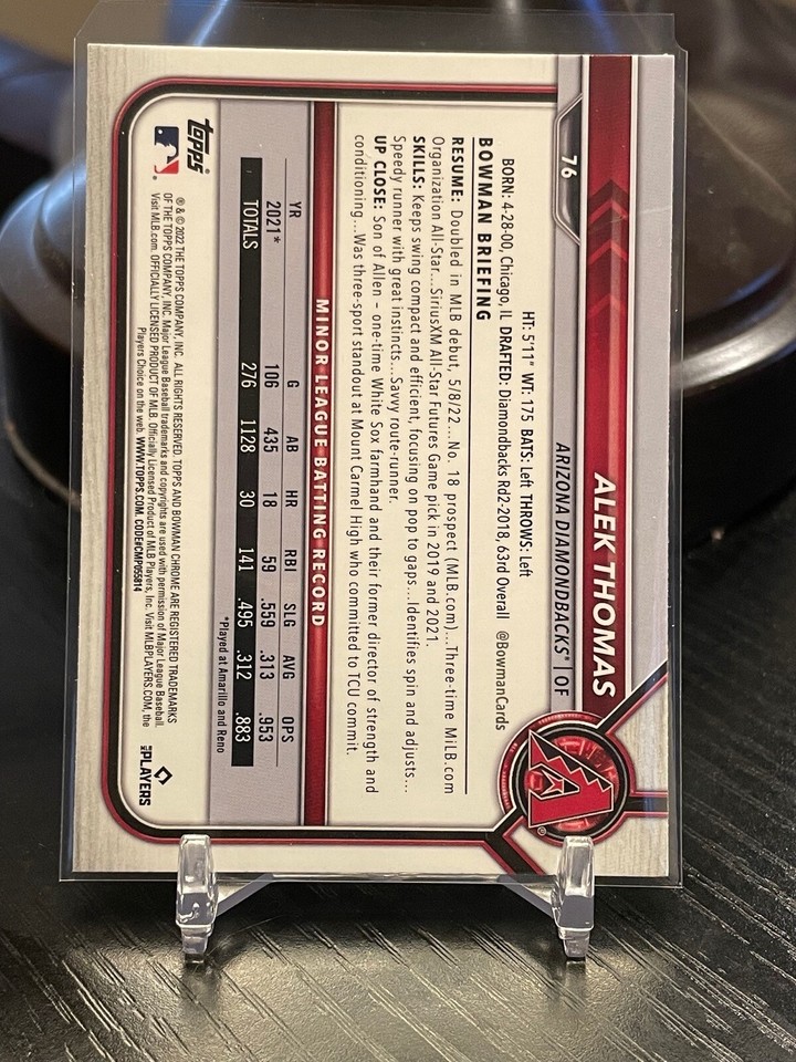 2022 Bowman Chrome Alek Thomas RC #76 MINT!! | eBay