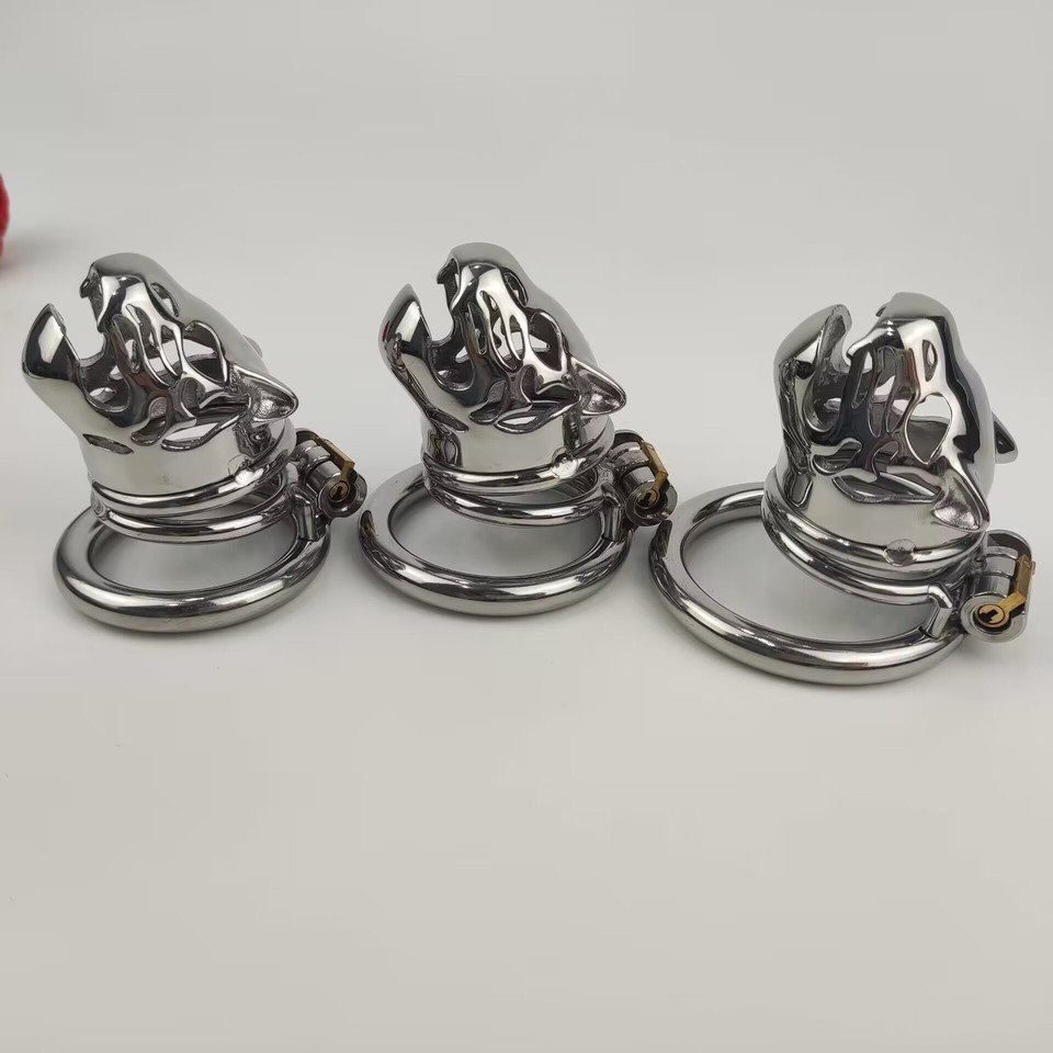 BDSM Tiger Head Stainless Steel Male Chastity Cage Device 3Sizes ...