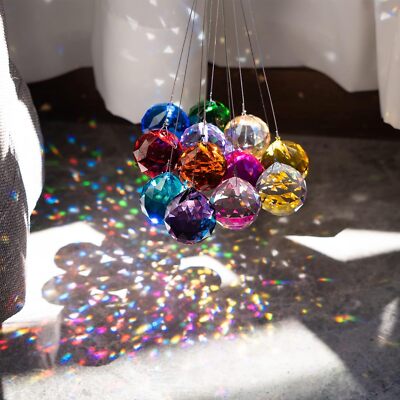 H&d 20Mm Multi-color Crystal Ball Prism Feng Shui Faceted Decorating ...