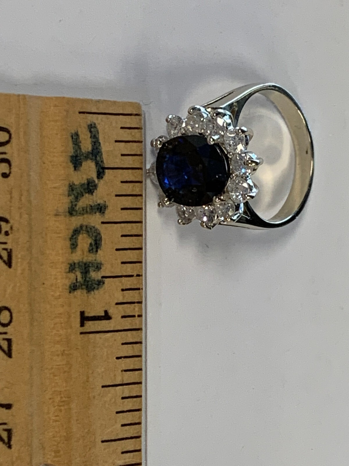14k white gold genuine sapphire diamond ring estate BBXXX | eBay