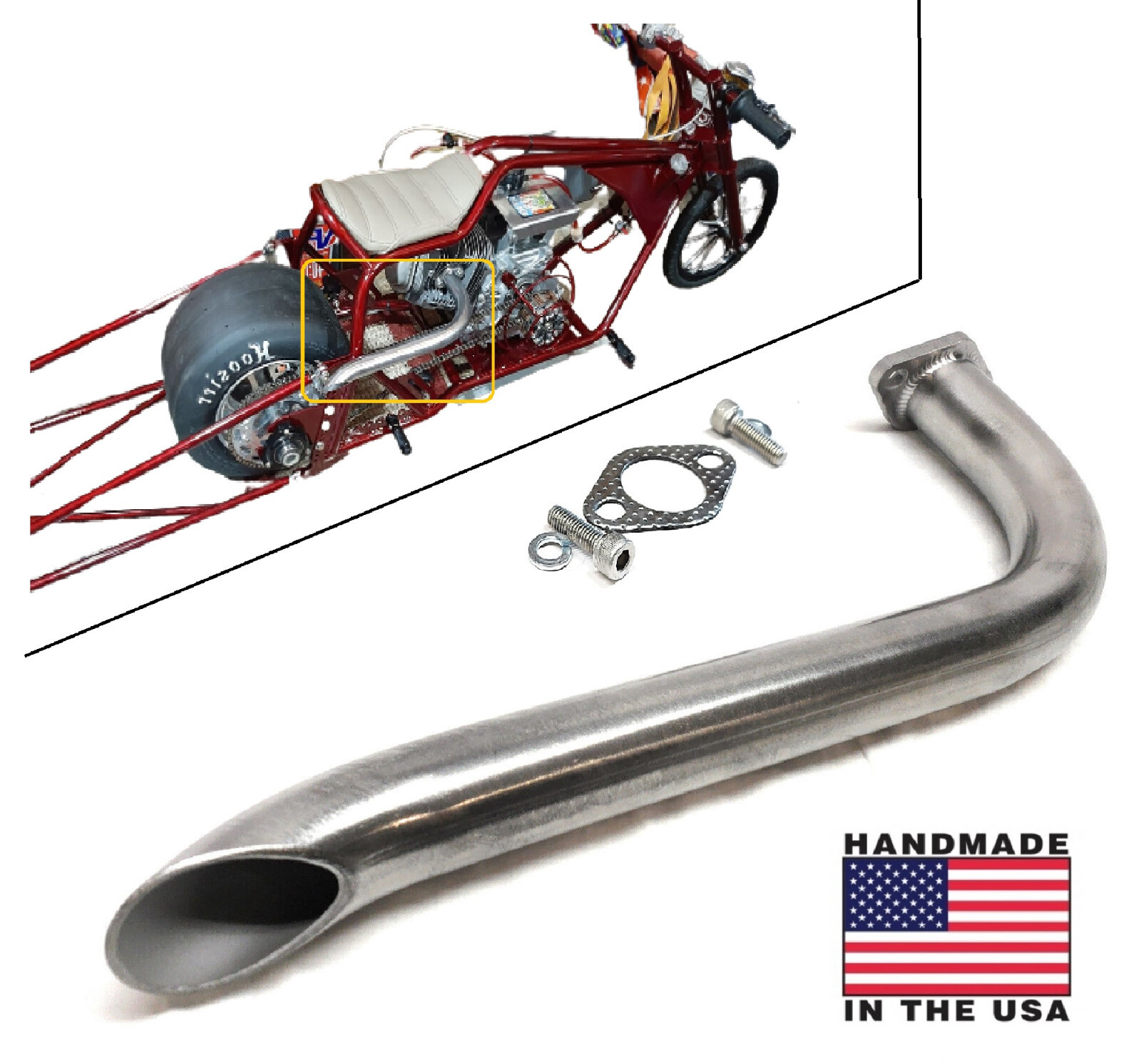 Header Exhaust Pipe for mini bikes, Predator 301cc & 420cc, GX Honda ...