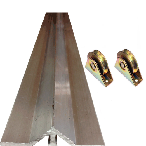 3" Steel V Groove Wheel w Bracket & Gate V Track Aluminum 12ft in 2-6ft ...