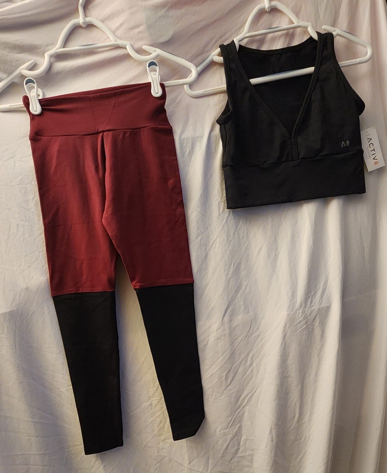 NWT 2 pcs Activ8 SMALL Burgandy Workout YOGA exercise Pants + SMALL ...