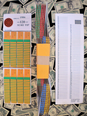1 Dozen ~ 120 SURE TIP BOARD {01 to 120} Fund-Raising Raffle Pull Tab ...