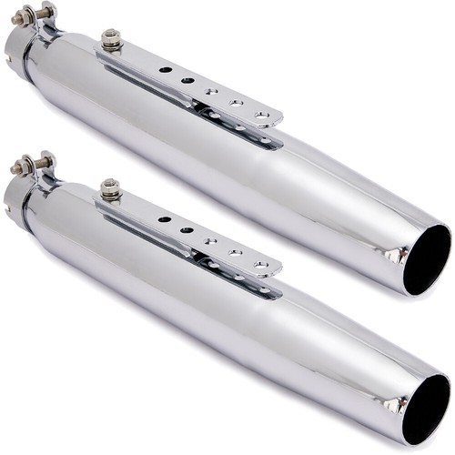 Chrome Motorcycle 2PCS Exhaust Pipe Muffler Slip-On Cafe Racer Bobber ...