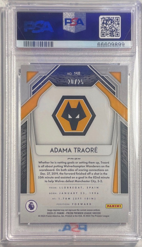 ADAMA TRAORE 2020-21 PANINI PRIZM EPL BRONZE BREAKAWAY #D 20/25 PSA 10 ...