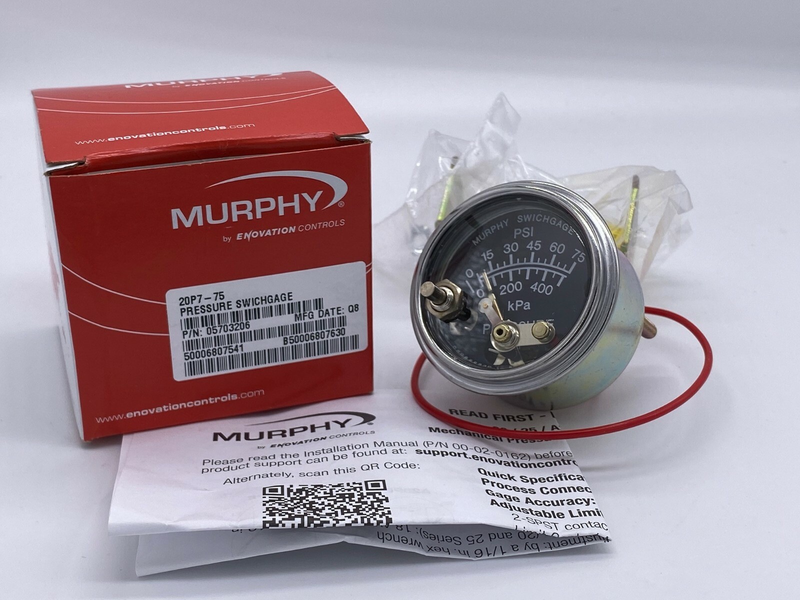 20P7-75 Murphy Oil Pressure Gauge, 0-75 PSI with Lockout (05703206) | eBay