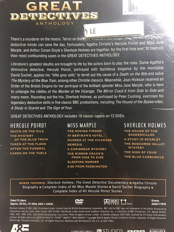 Great Detectives Anthology: Poirot/Sherlock Holmes/Marple (DVD, 2010 ...
