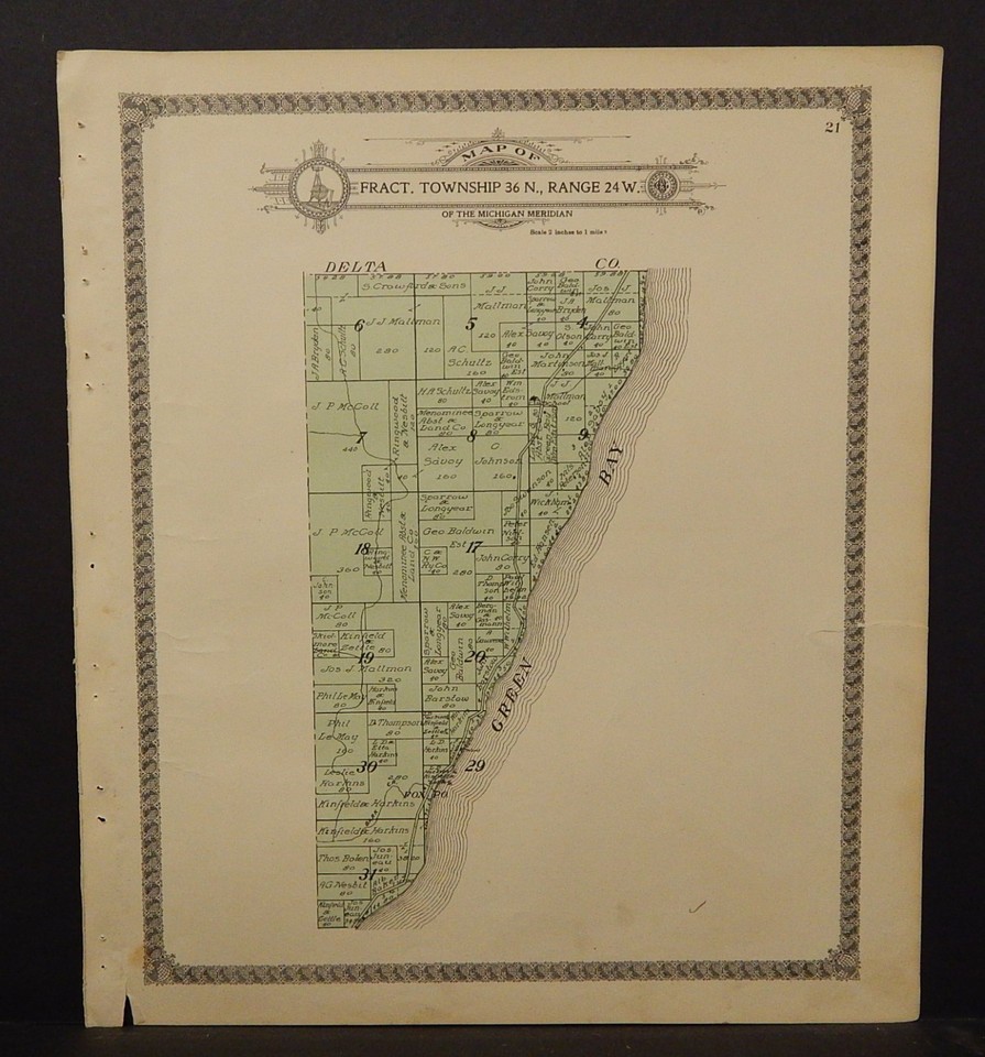Michigan Menominee County Map Cedarville Dbl Side 1912 K17#80 | eBay