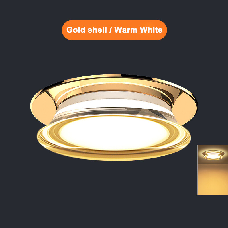 7W LED Ceiling Light Fixture Recessed Crystal Lamp Round Downlight ...