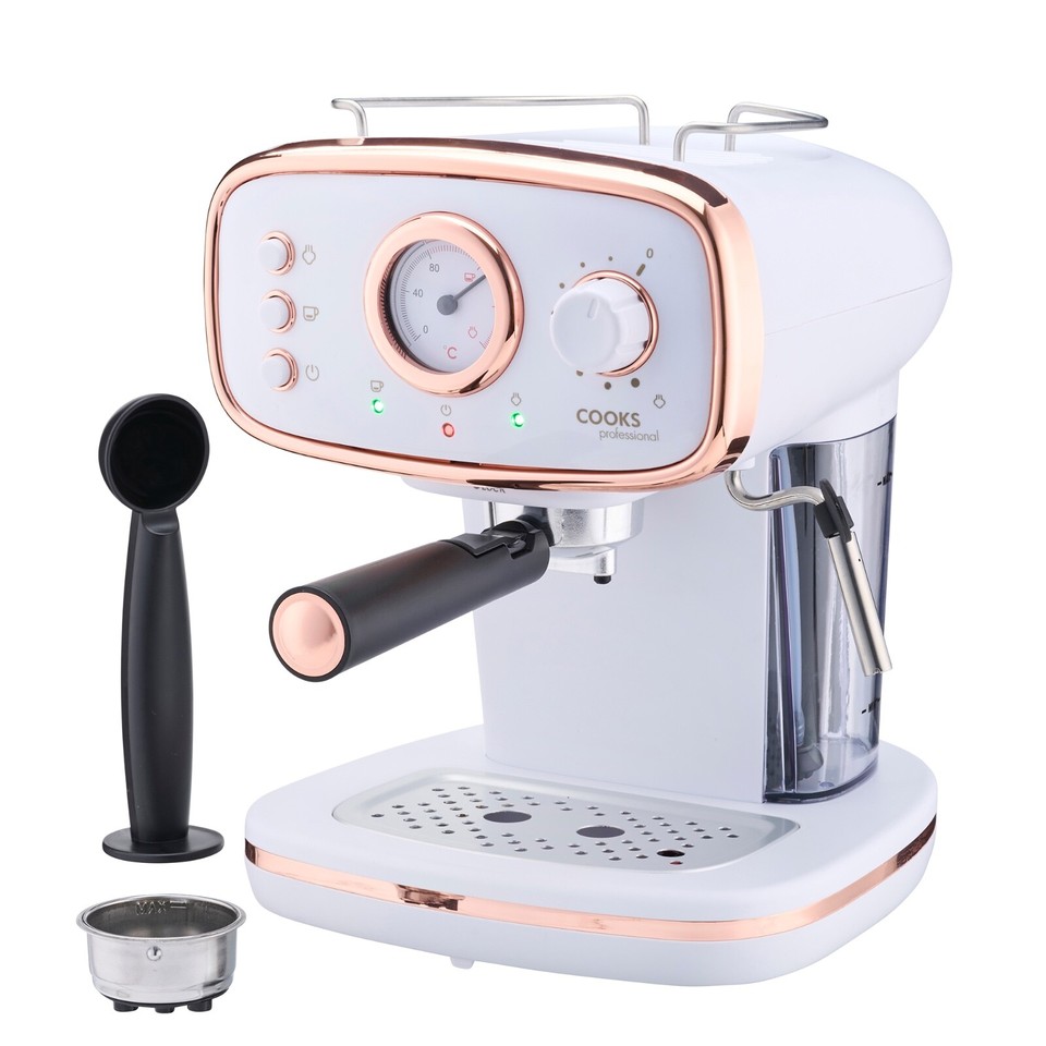 Cooks Professional Retro Barista Coffee Machine Maker 15 Bar 1150W ...