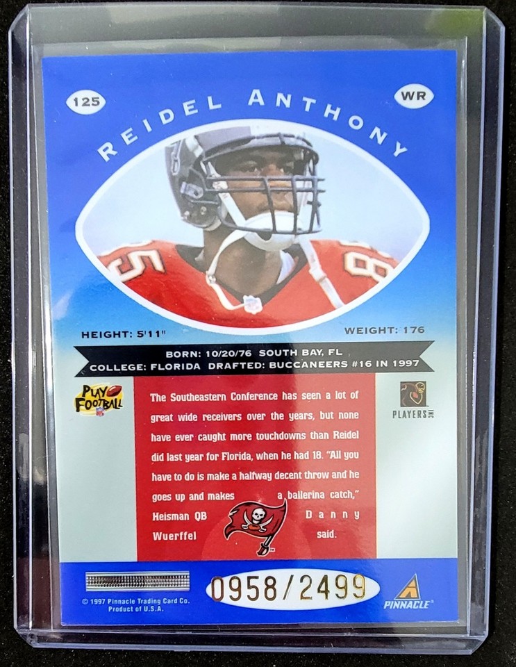 1997 Pinnacle Totally Certified #125 Reidel Anthony Platinum Blue ...