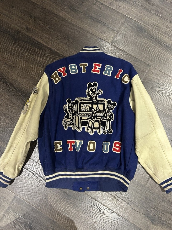 Vtg 1980s HYSTERIC ET-VOUS Wool Leather Varsity Patchwork Varsity ...