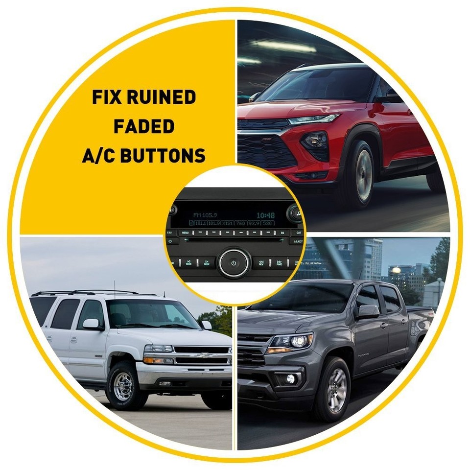 Vinyl AC Dash Button Repair Kit Decal Stickers Replacement for Chevy ...