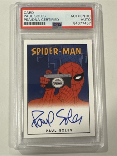 1967 Spiderman Cartoon Voice Actor Paul Soles Signed Card PSA Authentic ...