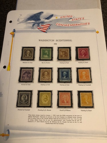 Washington Bicentennial 1932 1/2 c to 10c complete 12 Stamps all MNH ...
